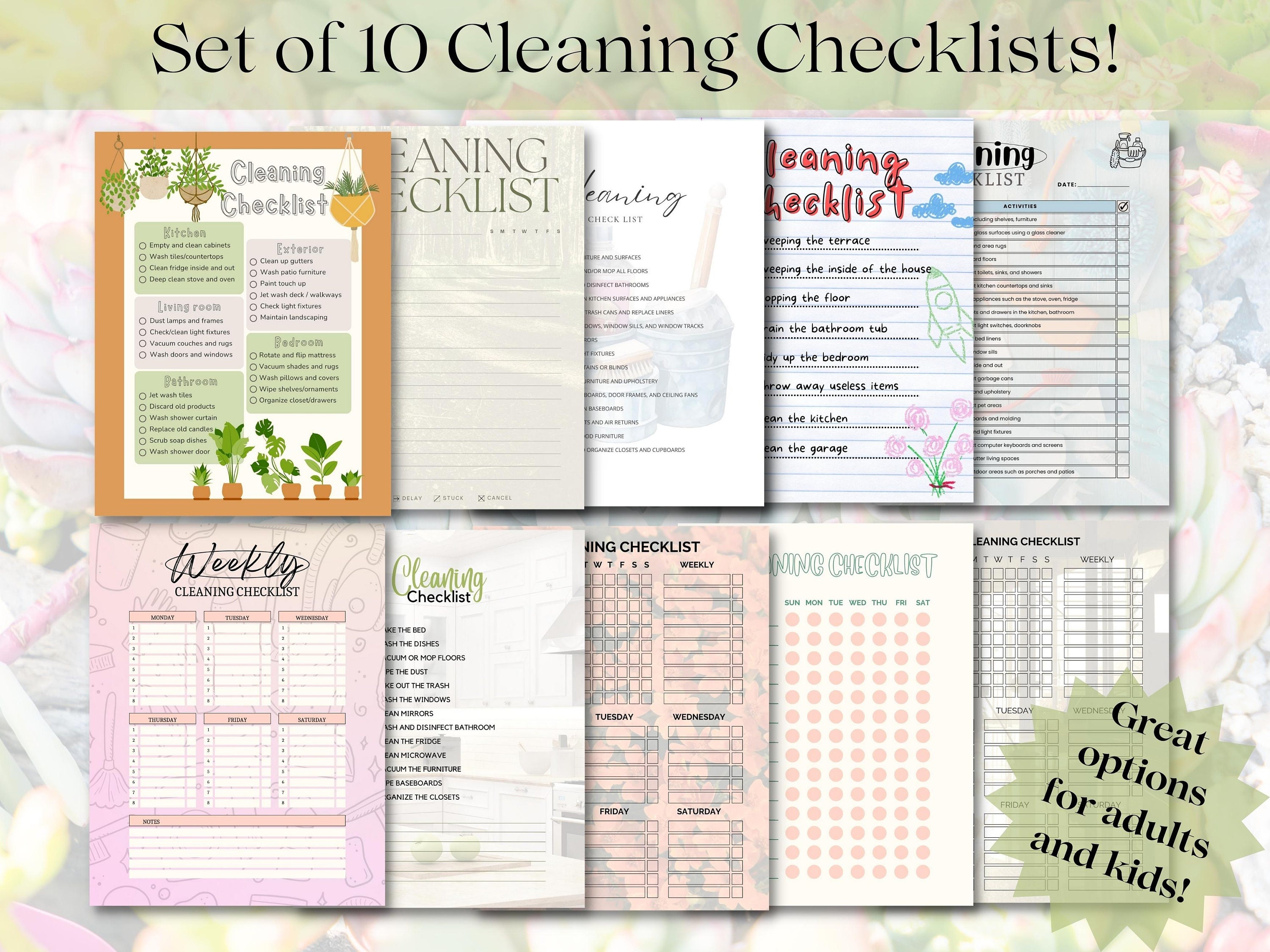 Cleaning Checklist Cleaning Schedule Chore Chart Digital - Etsy