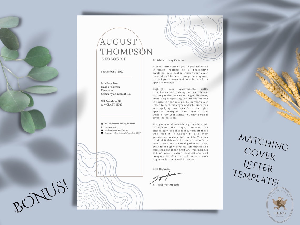 College Resume Template, Topography, Simple, Professional, CV Template ...