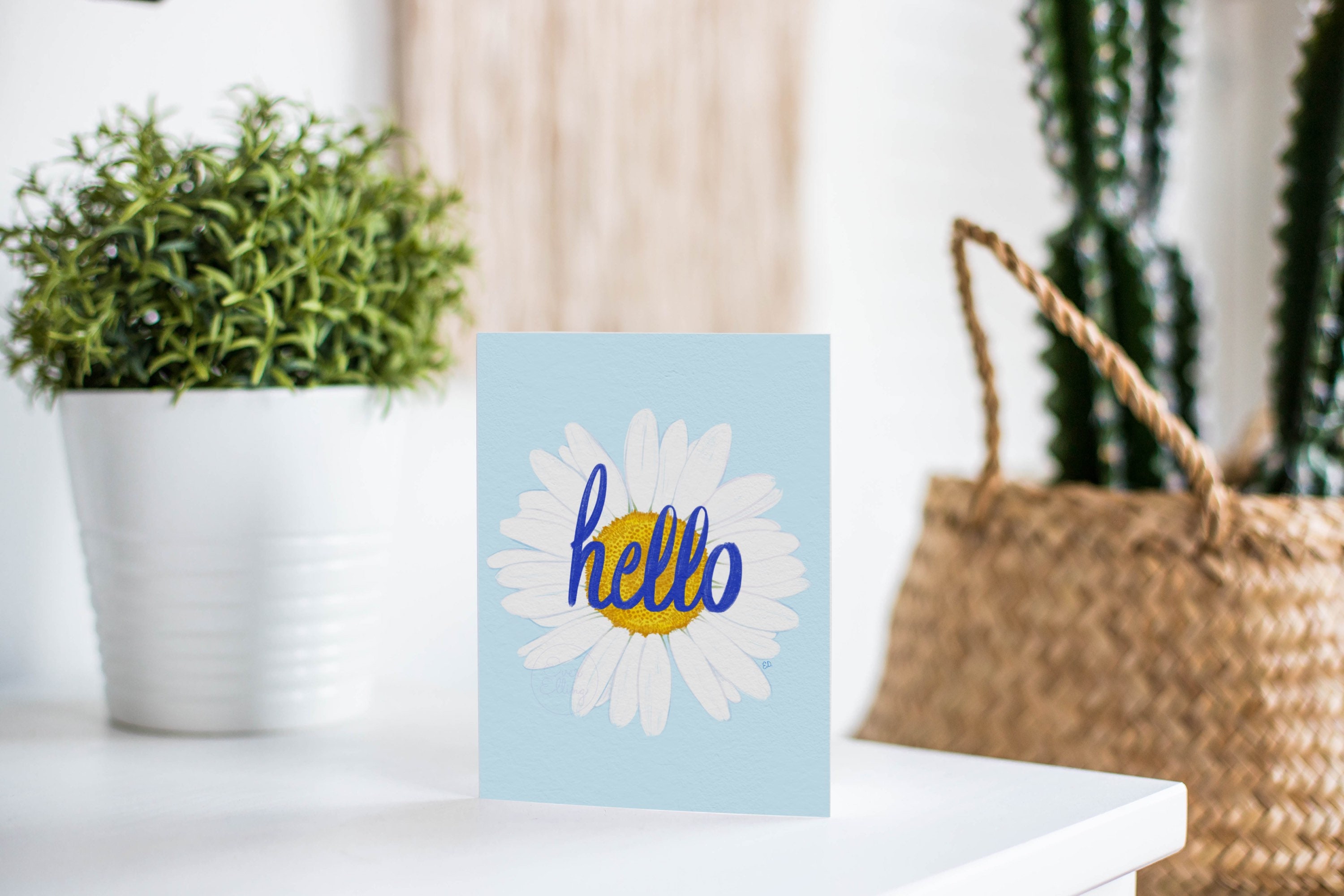 Hello Daisy Greeting Card Handmade Greeting Card Set | Etsy