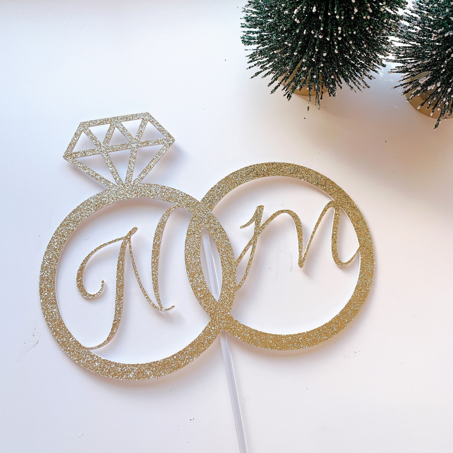 Custom Initial Wedding Ring Cake Topper Wedding Cake Topper | Etsy