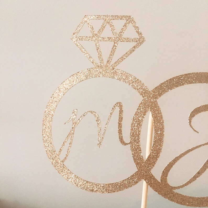 Custom Initial Wedding Ring Cake Topper Wedding Cake Topper | Etsy