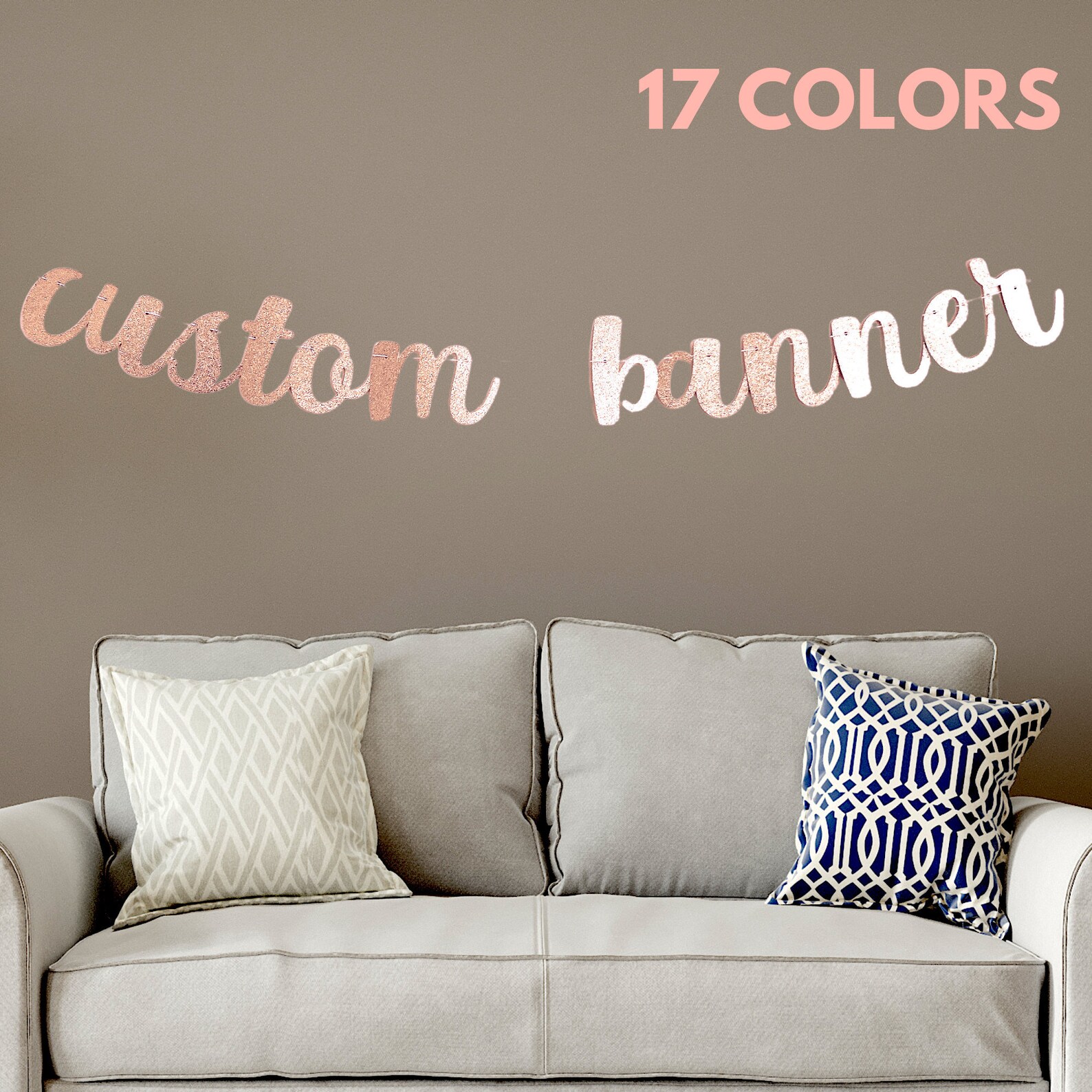 Custom Glitter Banner Cursive Script Banner Personalized - Etsy