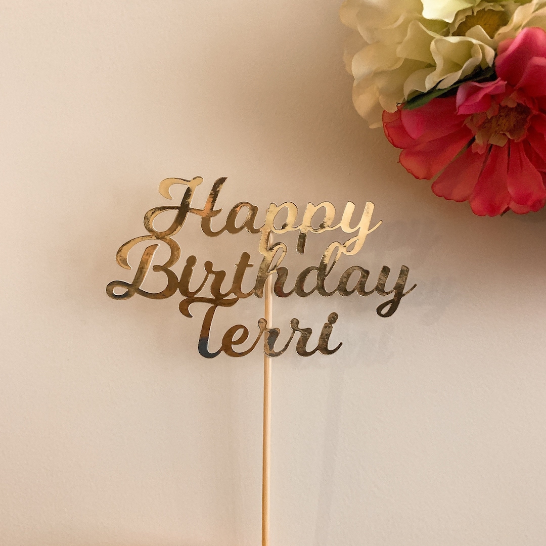 Custom Name Foil Happy Birthday Cake Topper Personalized Name - Etsy