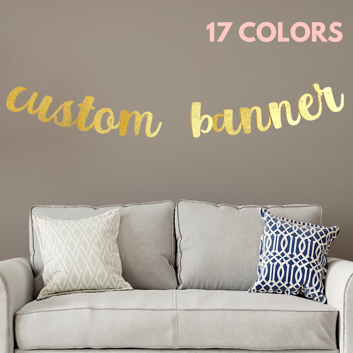 Custom Glitter Banner Cursive Script Banner Personalized - Etsy