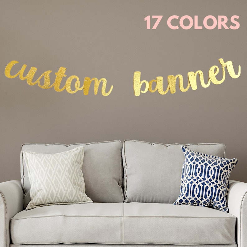 Custom Glitter Banner Cursive Script Banner Personalized - Etsy