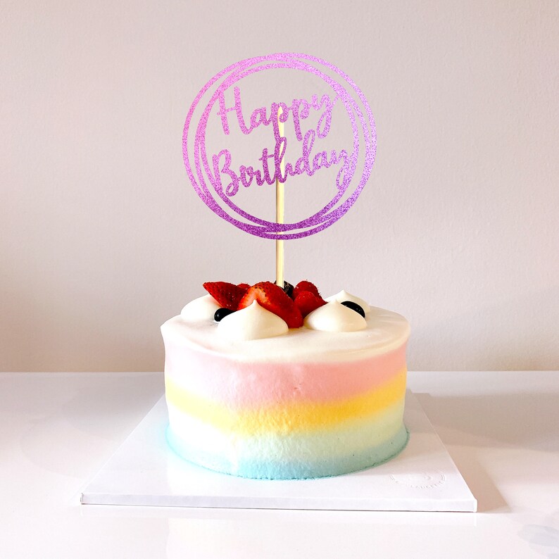 Happy Birthday Cake Topper Circle Cake Topper Birthday - Etsy