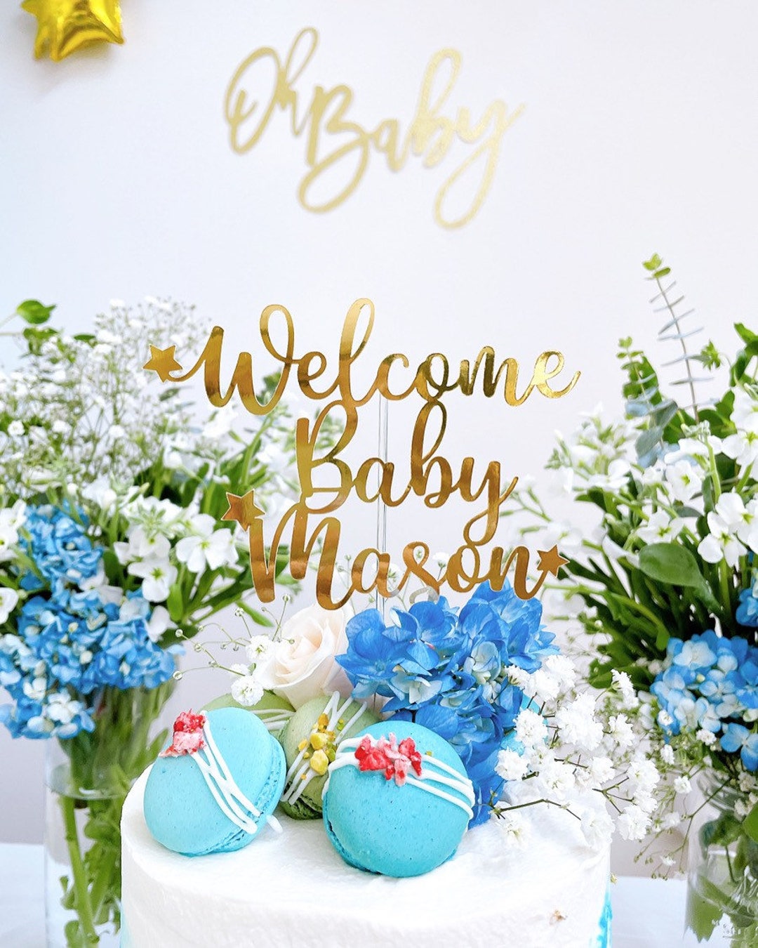 Custom Name Welcome Baby Cake Topper, Personalized Name Baby Cake ...