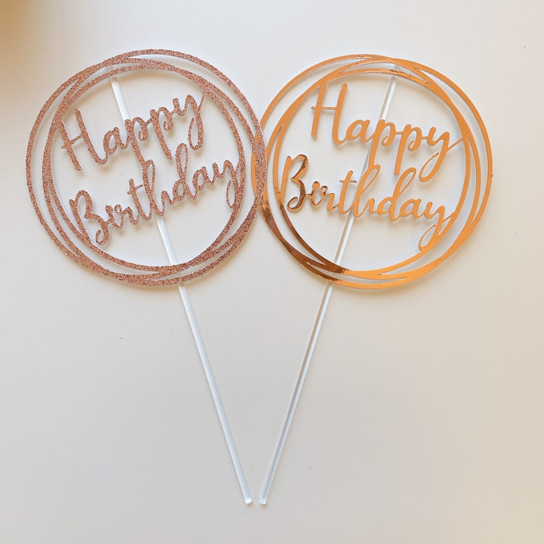 Happy Birthday Cake Topper Circle Cake Topper Birthday - Etsy