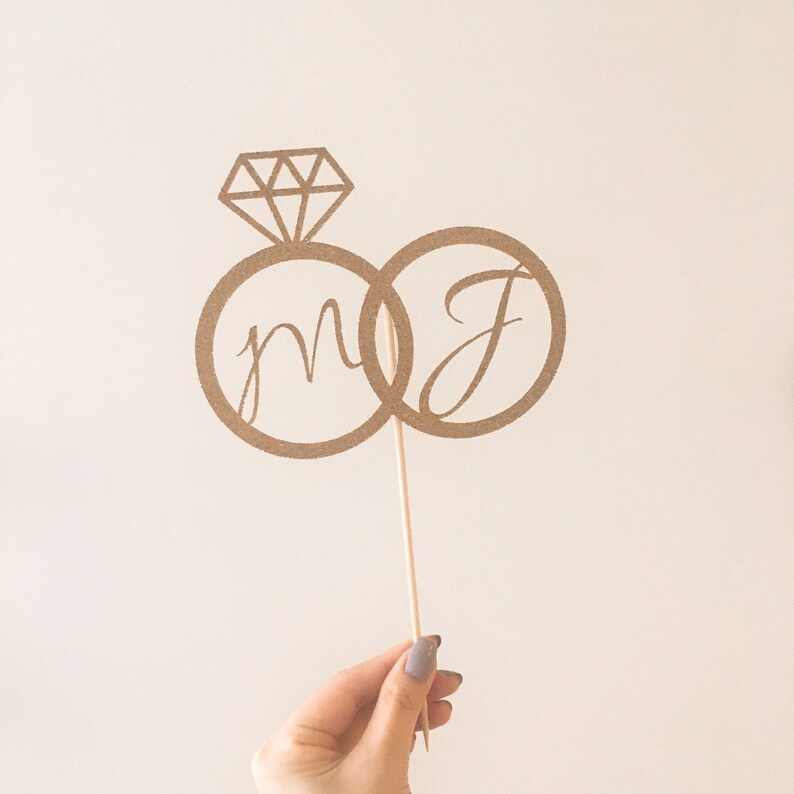 Custom Initial Wedding Ring Cake Topper Wedding Cake Topper | Etsy