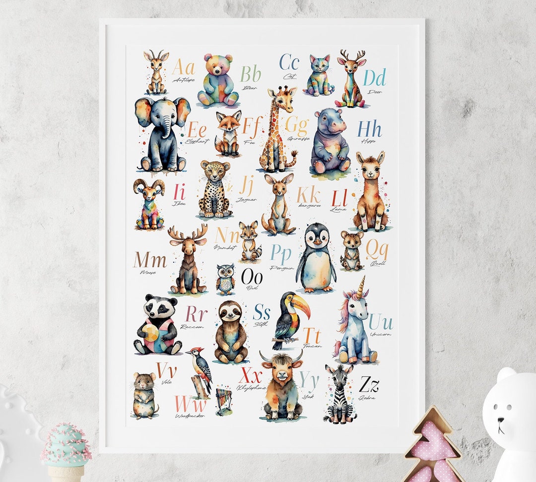 Animal Alphabet Wall Art Instant Download Alphabet Art Print for ...