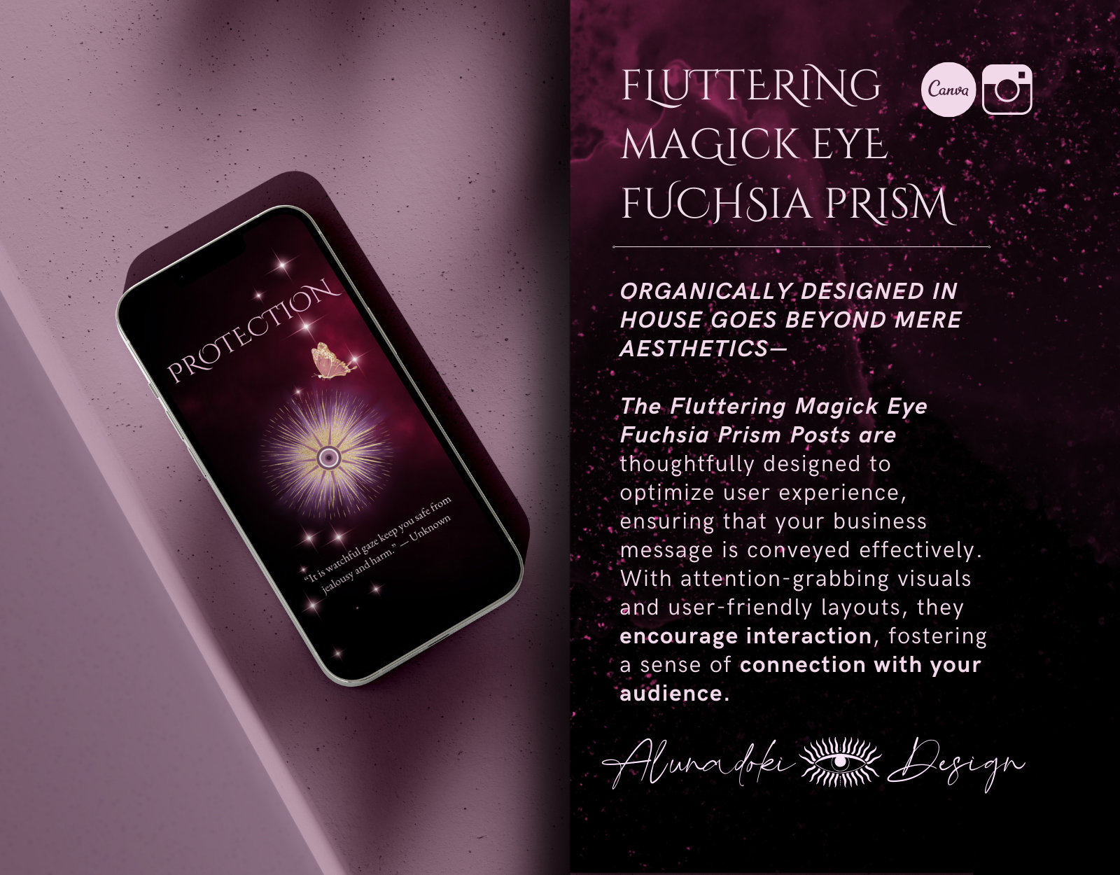 Spiritual Instagram Post Template: Fuchsia Evil Eye, Butterfly Design ...