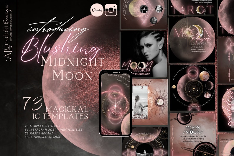 Unique Spiritual Moon Phases Instagram Post Templates, Editable ...