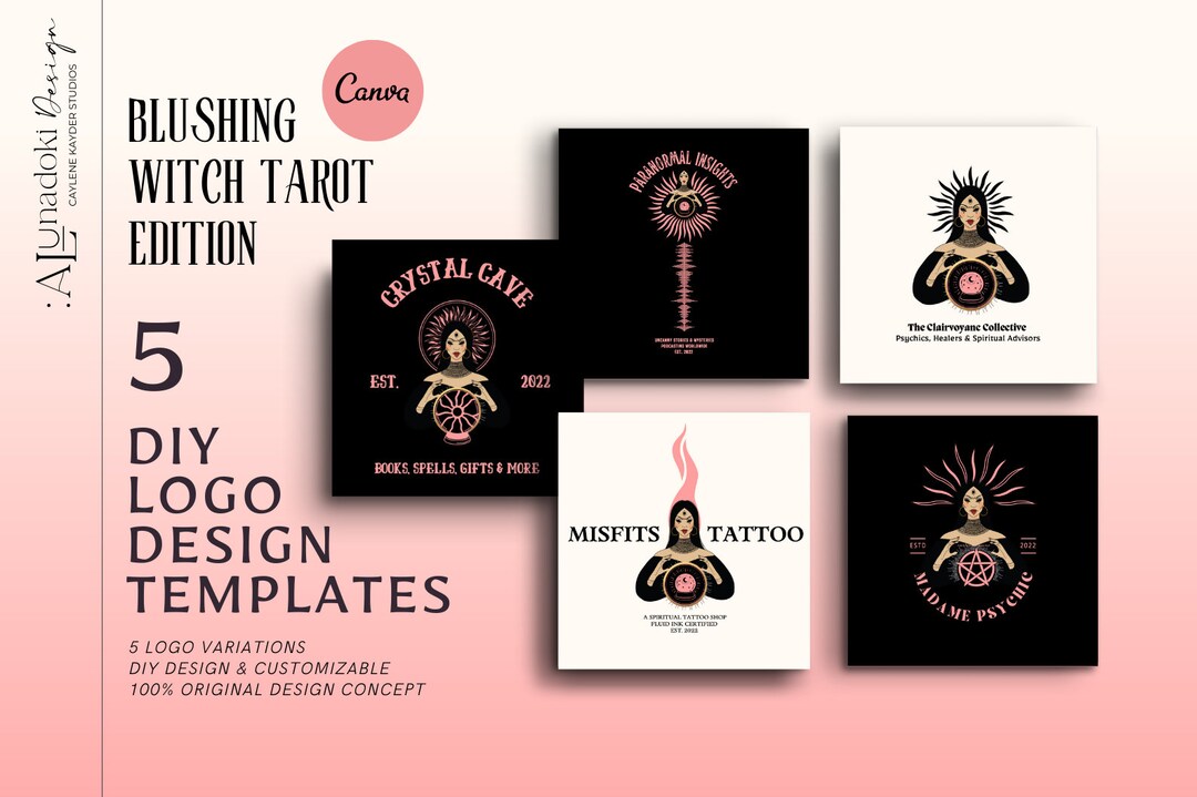 DIY Logo Design, Cartoon Logo, Gothic Logo Template, Witchy Logo Kit ...