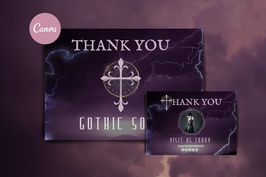 Spiritual Gothic Thank You Card Template, Magical Witchy Thank You Card ...