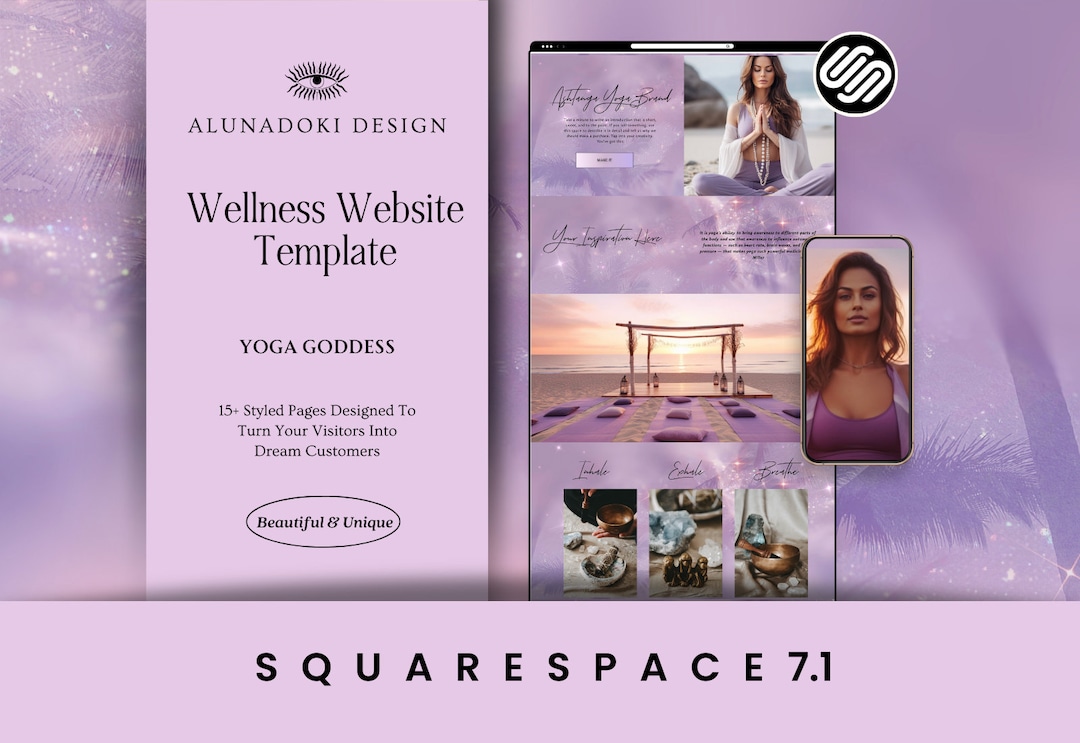 Squarespace 7.1 Website Template Spiritual, Yoga Squarespace Theme, Purple Squarespace Template ...