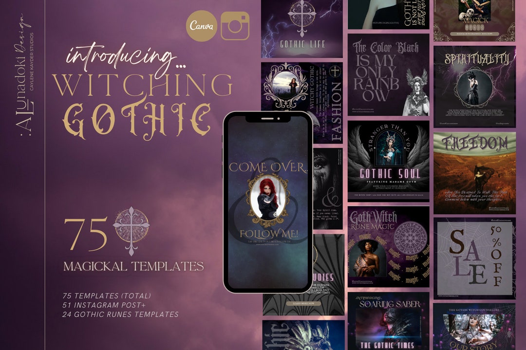 Gothic Instagram Posts Template, Witchy Canva Posts, Spiritual ...