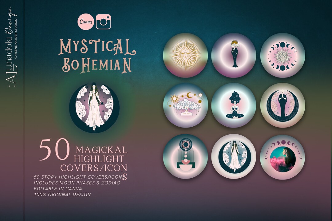 Mystical Boho Highlight Covers, Moon Magic Instagram, Magical Highlight ...
