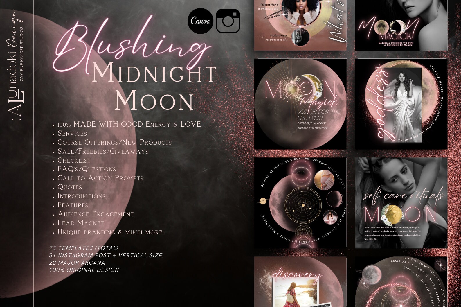 Unique Spiritual Moon Phases Instagram Post Templates, Editable ...