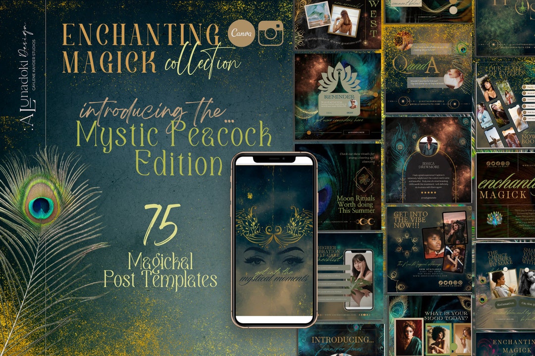 Spiritual Instagram Post Template, Peacock Template, Zodiac Instagram ...