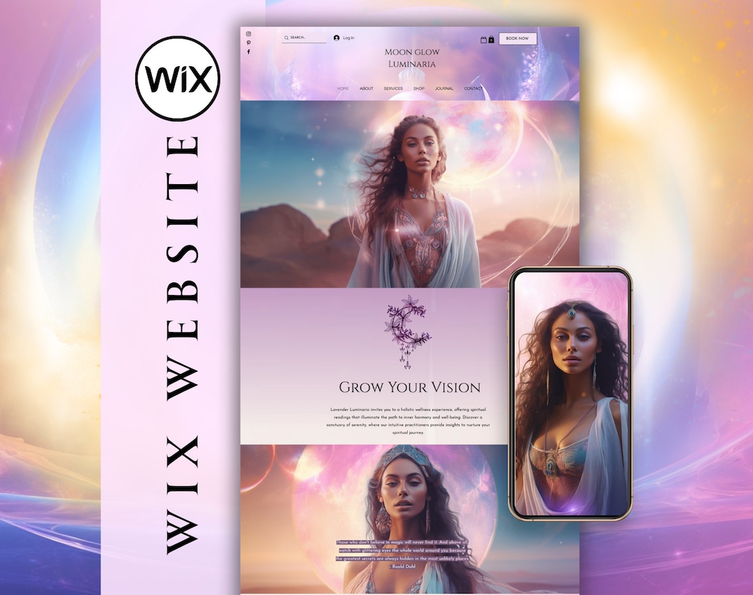 Spiritual Wix Website Template, Mystical Pink Purple Website Theme ...