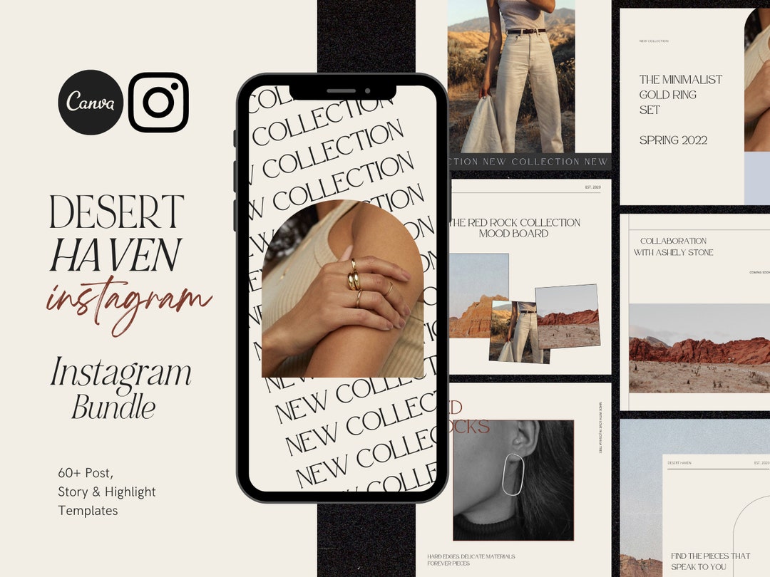 Boho Neutral Instagram Post Template | Bohemian Instagram Stories ...