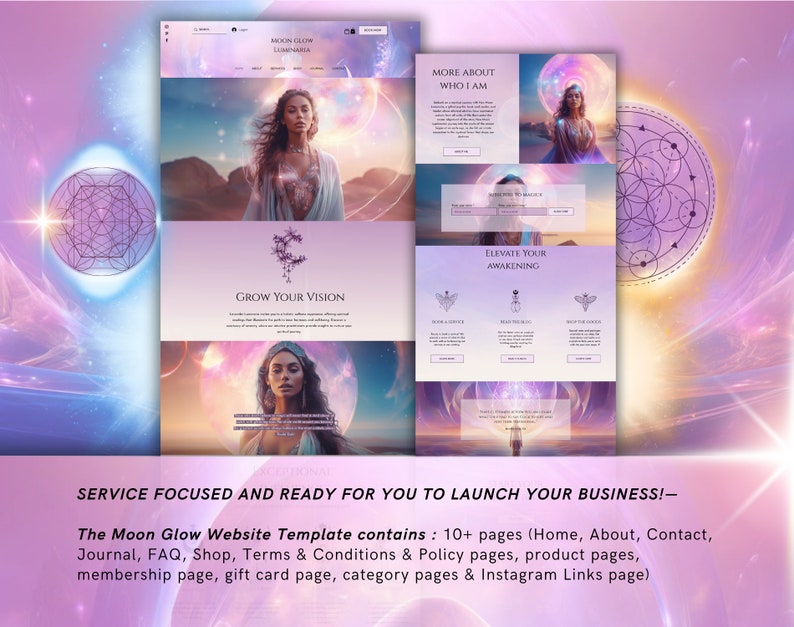Spiritual Wix Website Template, Mystical Pink Purple Website Theme ...