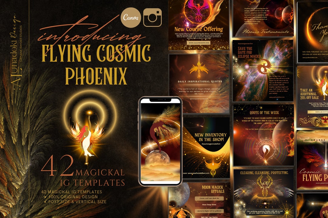 Spiritual Instagram Post Templates, Phoenix Canva Designs, Magical ...