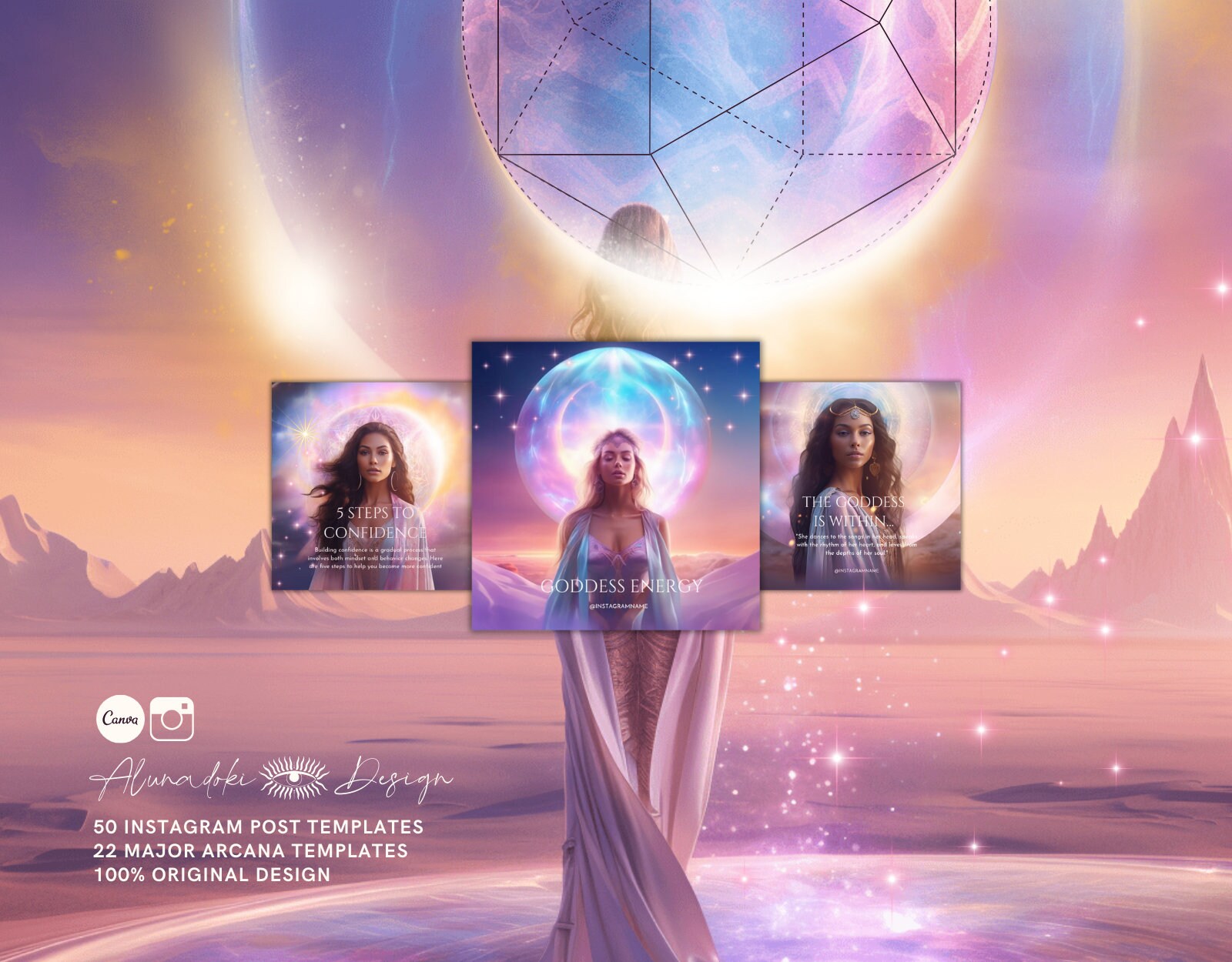 Spiritual Instagram Template, Mystical Canva Templates, Moon Magic ...