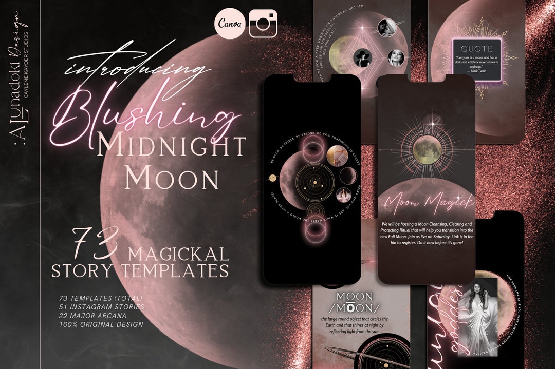 Unique Moon Magic Instagram Story Template, Editable Celestial Pink ...