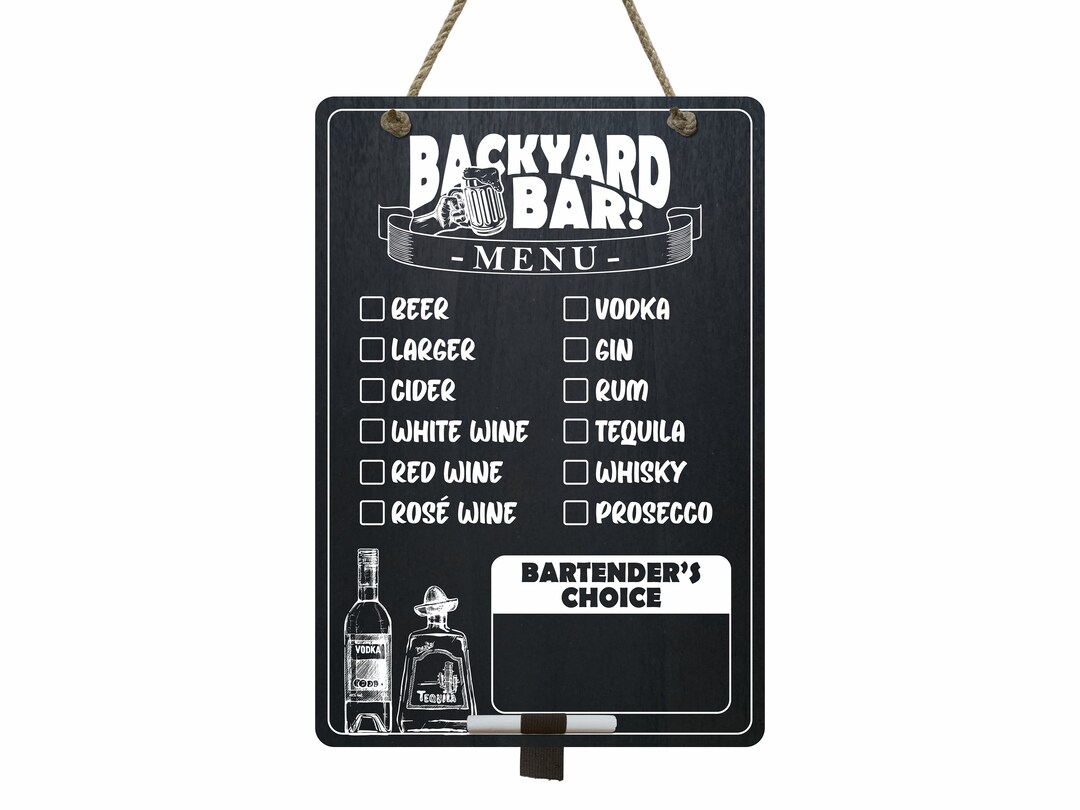 BACKYARD BAR MENU .... Outdoor Garden Patio Chalkboard Blackboard List ...