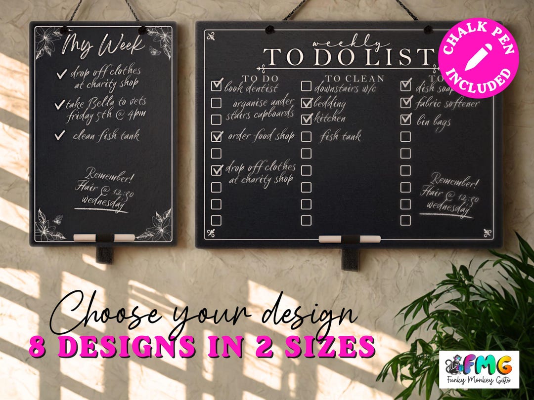 Weekly Task Chalkboard Planner for Kitchen Organiser Blackboard for ...