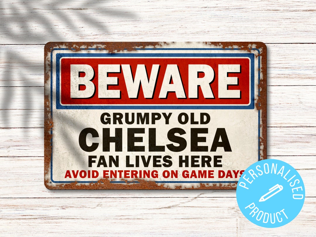Personalised Beware Grumpy Football Fan Lives Here team Name Rust ...