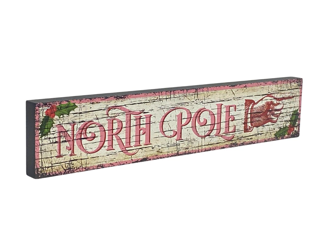 North Pole Retro Block Christmas Sign - Etsy UK