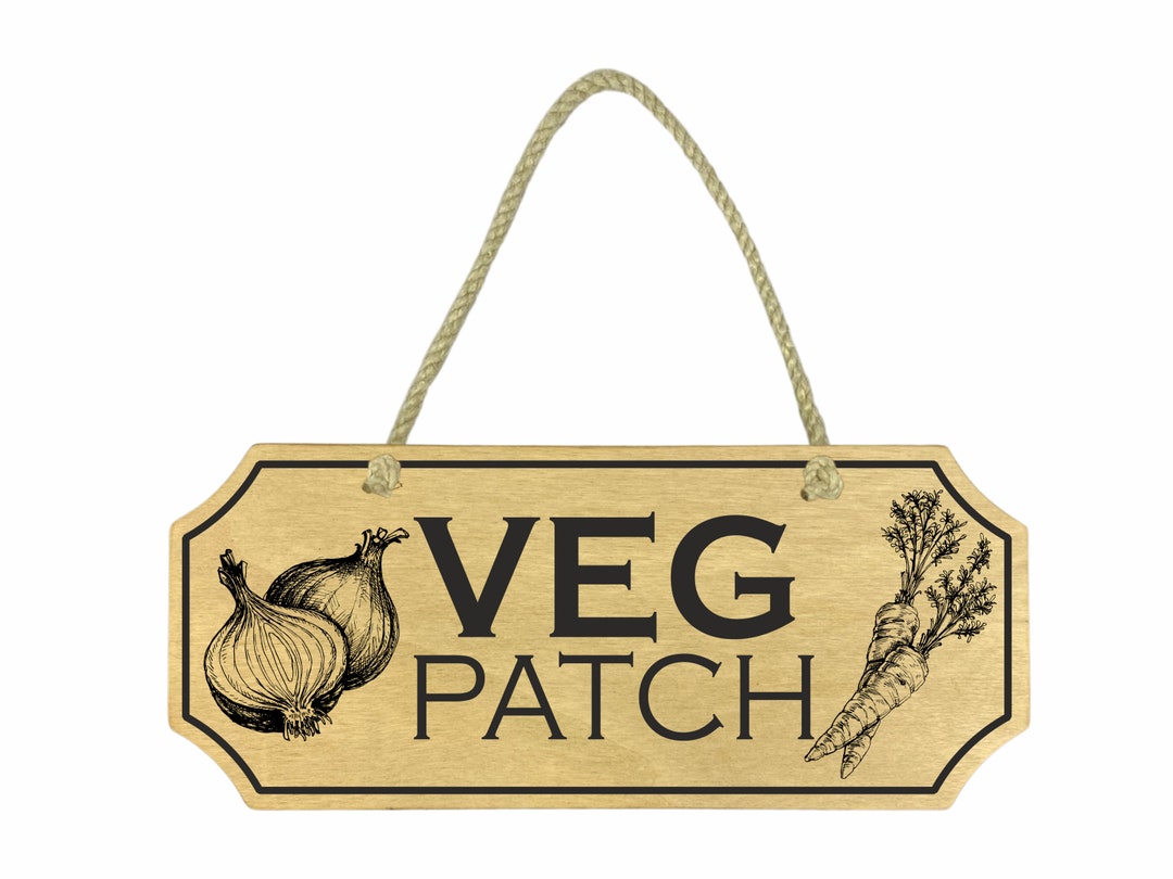 VEG PATCH Outdoor Wooden Hanging Garden Sign - Etsy
