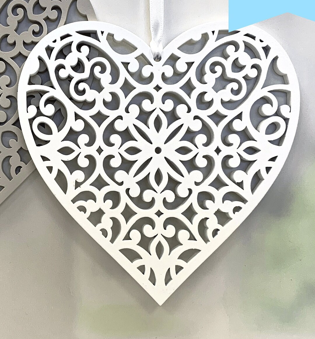 Hanging Fretwork White Heart daisy Home Decor Gift - Etsy
