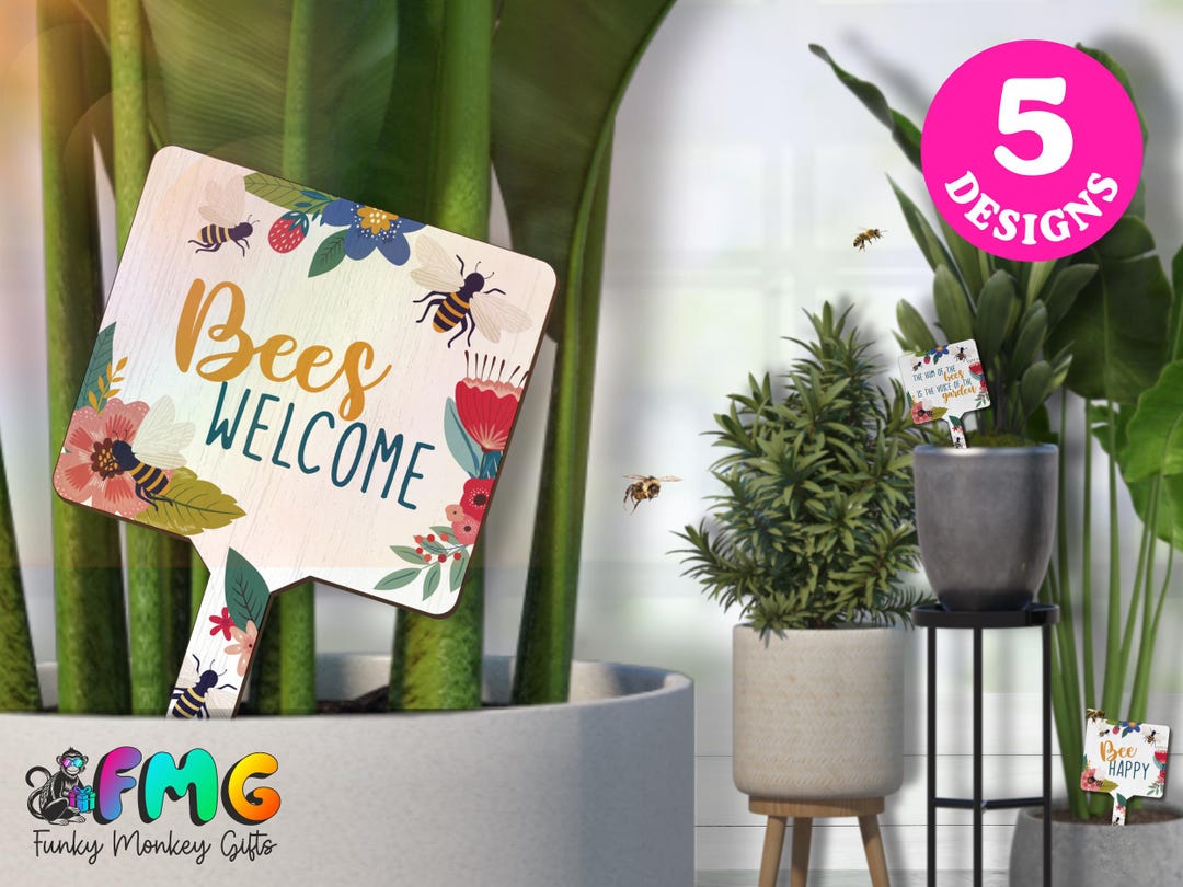 Bee Plant Pot Sign for Bee Lover Gift for Plant Lover Small Garden Sign ...