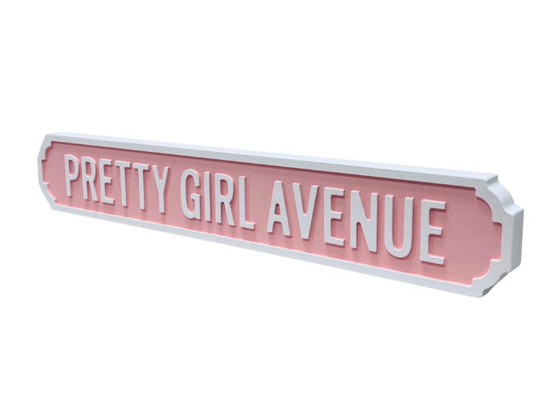 Pink Wooden Pretty Girl Avenue Sign: Vintage Style Bedroom Decor - Etsy UK