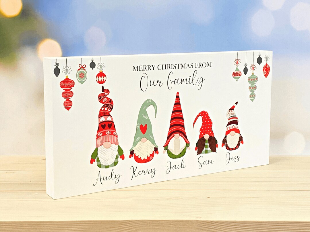 Personalised Names Gonk Family Christmas Home Decor Printed Block - Etsy UK