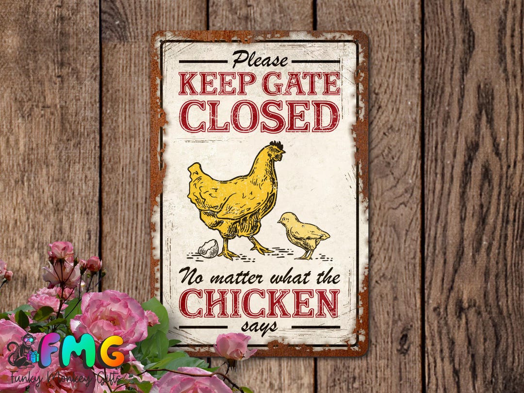 Funny Chicken Gate Sign | Rustic Farmhouse Decor - Etsy