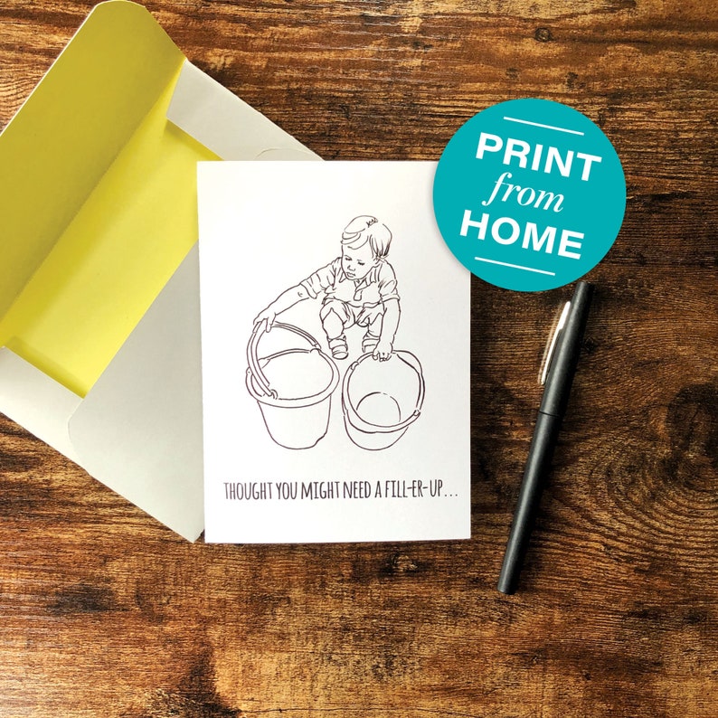 Printable Card With Hand-drawn Line Drawing Encourage Friends While ...