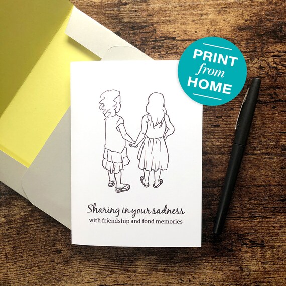 Printable Sympathy Card: sharing in Your Sadness With | Etsy