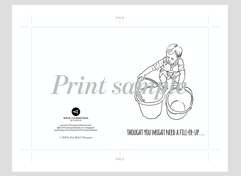 Printable Card With Hand-drawn Line Drawing Encourage | Etsy