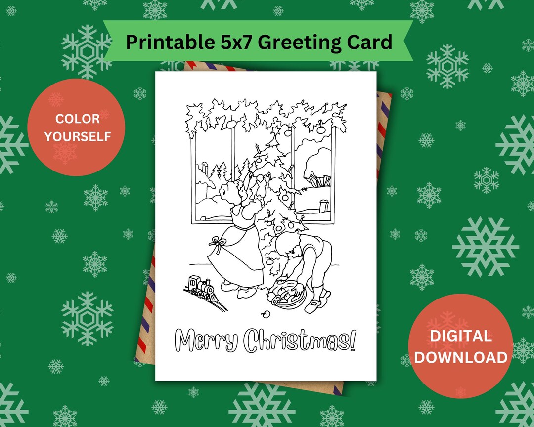 Christmas Coloring Card Digital,vintage Christmas Card,coloring ...