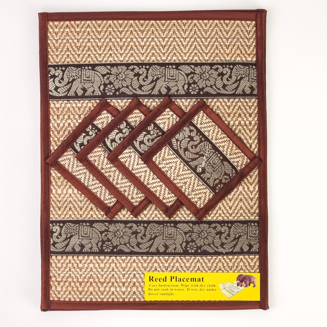 Handmade Woven Reed Placemat Set, Traditional Thai Table Mats, Natural ...