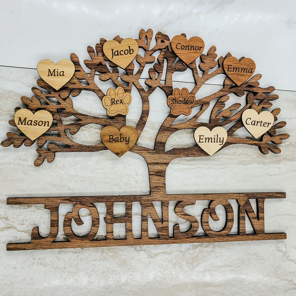 Personalized Family Tree Customized Wood Sign Wooden Laser - Etsy