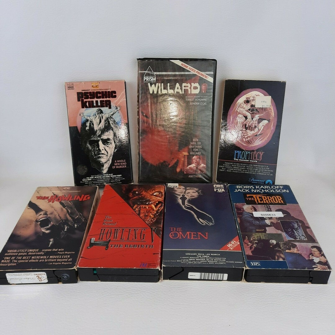 Vintage Horror 7 Pc VHS Terror, Howling, Omen, Prophecy, Willard ...