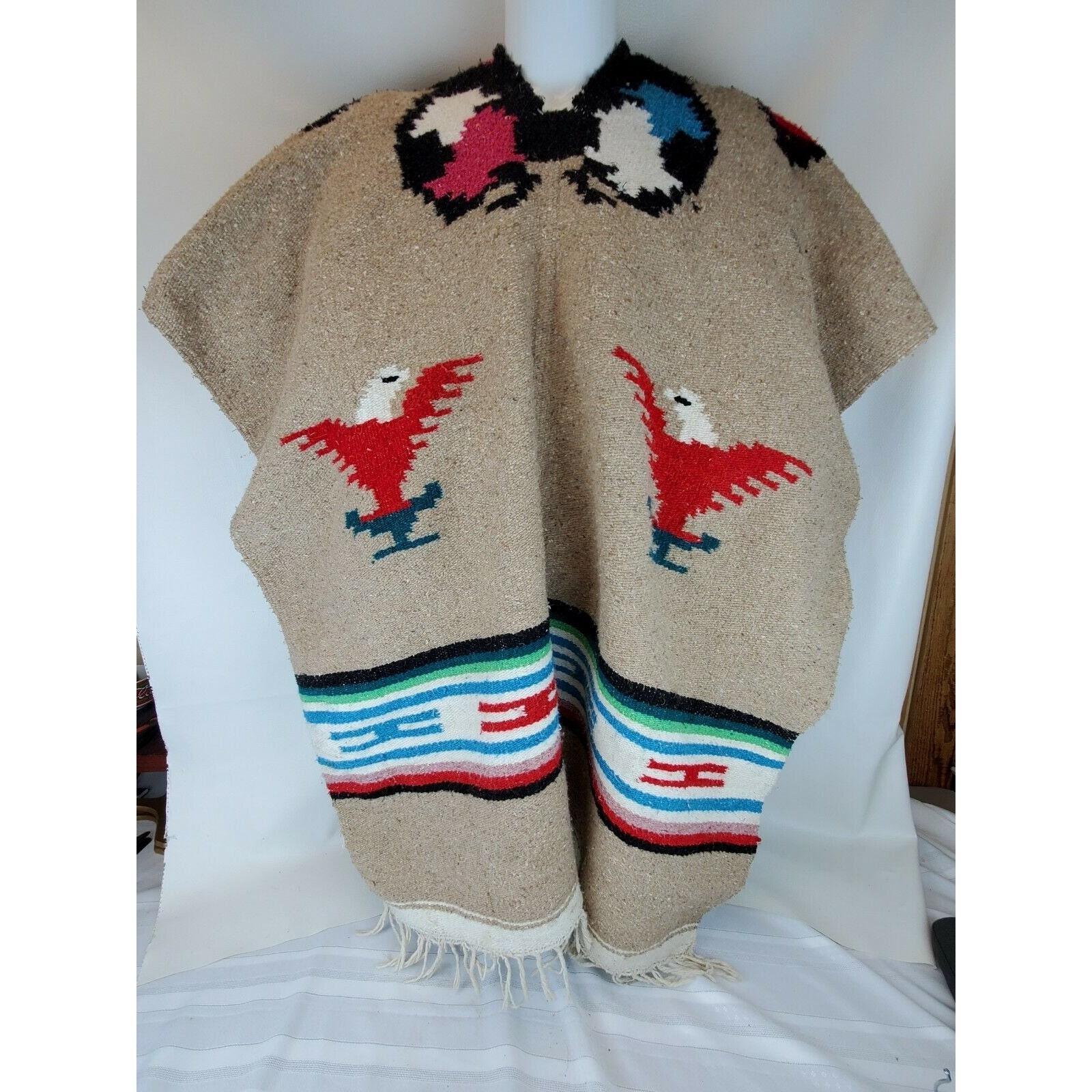 Vintage Phoenix Design Tribal Native Southwestern Serape Poncho Woven ...