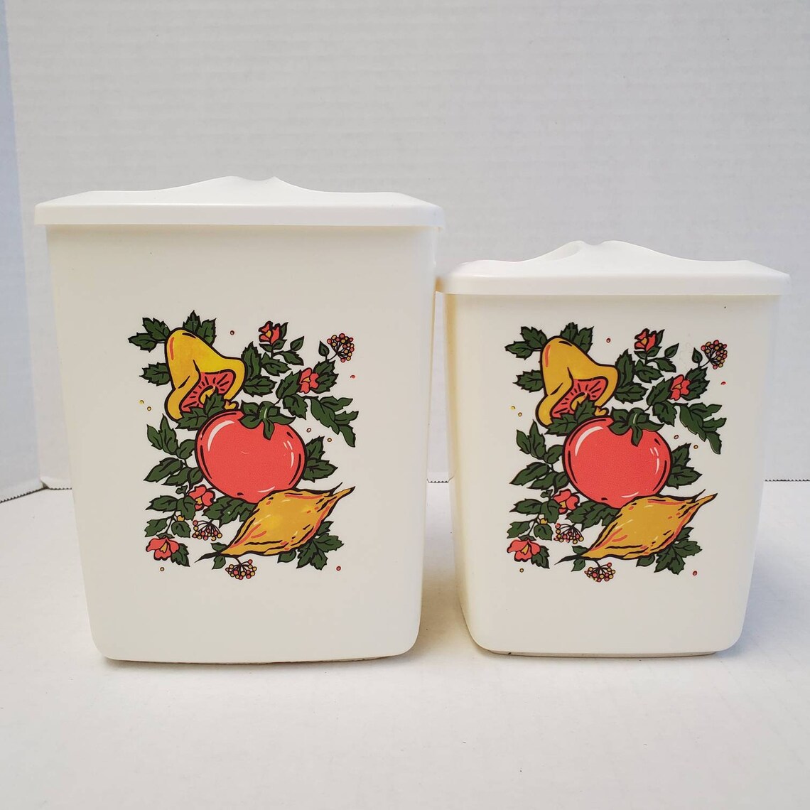 Vintage MCM Retro 60's Canister Set Mushrooms Tomatoes - Etsy
