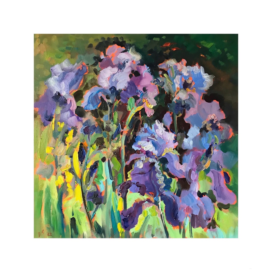 Blue Irises Iris Original Painting Flower Painting Impressionist ...