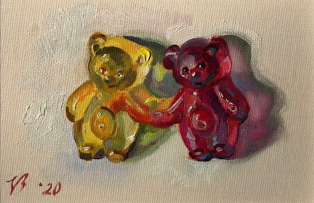 Gummy Bears Original Miniature Painting in Oil Colors Small Oil ...